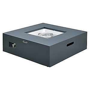 Paramount FP-419 Square Aluminum Concrete Look Firepit Table with Convertible Burner, Grey