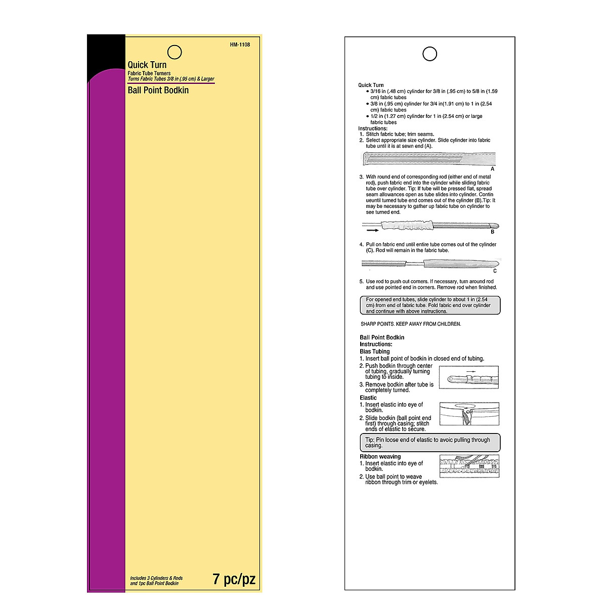 YICBOR Quick Turn Fabric Set, 3Sizes Quick Turn Fabric Tube Tunners and 1pcs Ball Point Bodkin Included-Sewing Tool for Crafts DIY Sewing Knitting