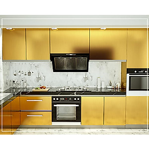 Gold Self Adhesive Contact Paper 17.7”X 118” Metallic Gold Contact Paper Metal Look Wallpaper Self Adhesive Peel and Stick Wallpaper Waterproof Contact Paper DIY Decor Shelf Liner Covering Film Roll