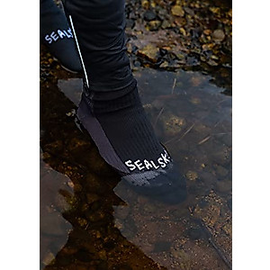 SEALSKINZ Unisex Waterproof Cold Weather Mid Length Sock, Black/Grey, Large