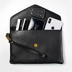 Ancicraft Wristlet for Women Leather Purse Wallet Envelope Clutch Handbags Black