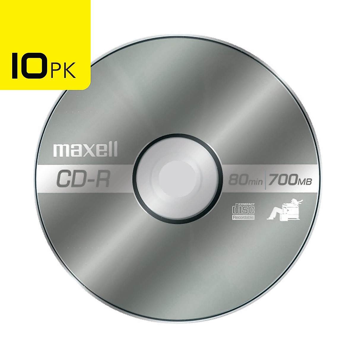 Maxell 648210 CD-R Discs, 700MB/80min, 48x, w/Slim Jewel Cases, Silver, 10/Pack