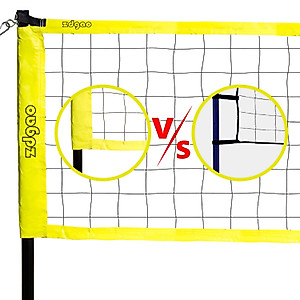 Outdoor Portable Volleyball Net System - Adjustable Height Poles with Soft Volleyball Ball, Pump, Hammer, Boundary Line, and Carry Bag for Backyard, Beach, Lawn
