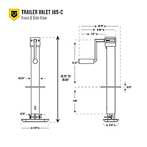 Trailer Valet JX5-C Center Mount Tongue Jack - Drill Powered, 5K Capacity