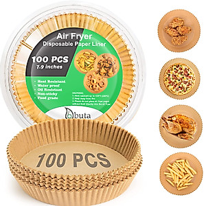 Air Fryer Liners Disposable 100PCS 7.9inch, Non-stick Round Unbleached Parchment Paper for Baking, Oil-proof, 5-8 QT Air Fryer Ninja Cosori Gourmia Instant Pot Accessories