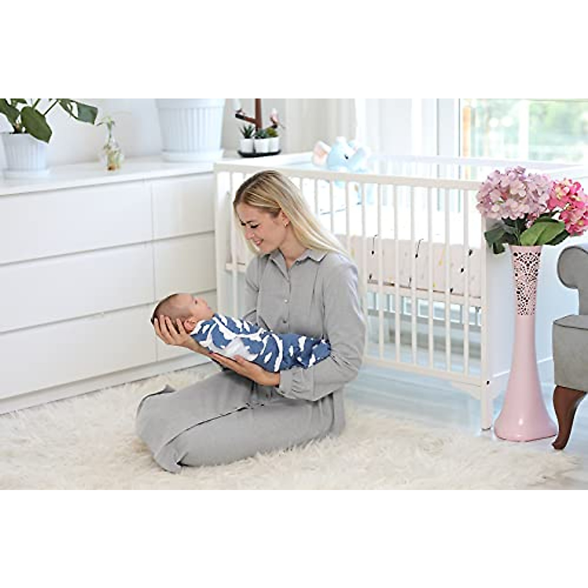 BaeBae Goods Swaddle Blanket, Adjustable Infant Baby Swaddling Wrap Set of 4, Baby Swaddling Wrap Blankets for Boys and Girls Made in Soft Cotton (0-3 Months)