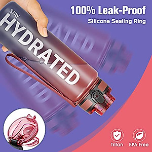 Sahara Sailor Water Bottles, 25oz Motivational Sports Water Bottle with Time Marker - Times to Drink - Tritan, BPA Free, Wide Mouth Leakproof, Fast Flow Technology with Clean Brush (1 Bottle)