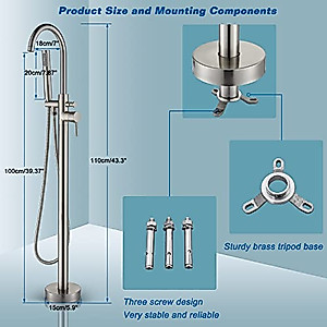 𝐕𝐨𝐭𝐚𝐦𝐮𝐭𝐚 𝐅𝐥𝐨𝐨𝐫 𝐌𝐨𝐮𝐧𝐭 𝐁𝐚𝐭𝐡𝐭𝐮𝐛 𝐅𝐚𝐮𝐜𝐞𝐭 𝐅𝐫𝐞𝐞𝐬𝐭𝐚𝐧𝐝𝐢𝐧𝐠 𝐓𝐮𝐛 𝐅𝐢𝐥𝐥𝐞𝐫 Brushed Nickel Standing Shower Faucets with Handheld Shower Swivel Spout Mixer Taps