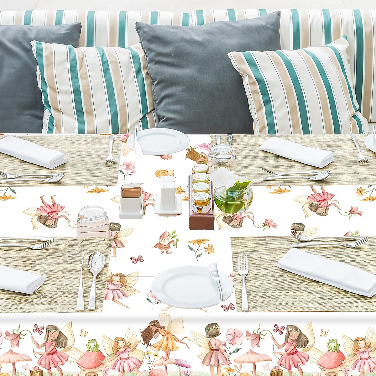 CANDY CHEF Fairy Party Tablecloth Fairy Birthday Party Table Cover 3Pcs Fairies Garden Table Covers Fairy Birthday Party Decorations for Fairy Elf Theme Baby Shower Supplies