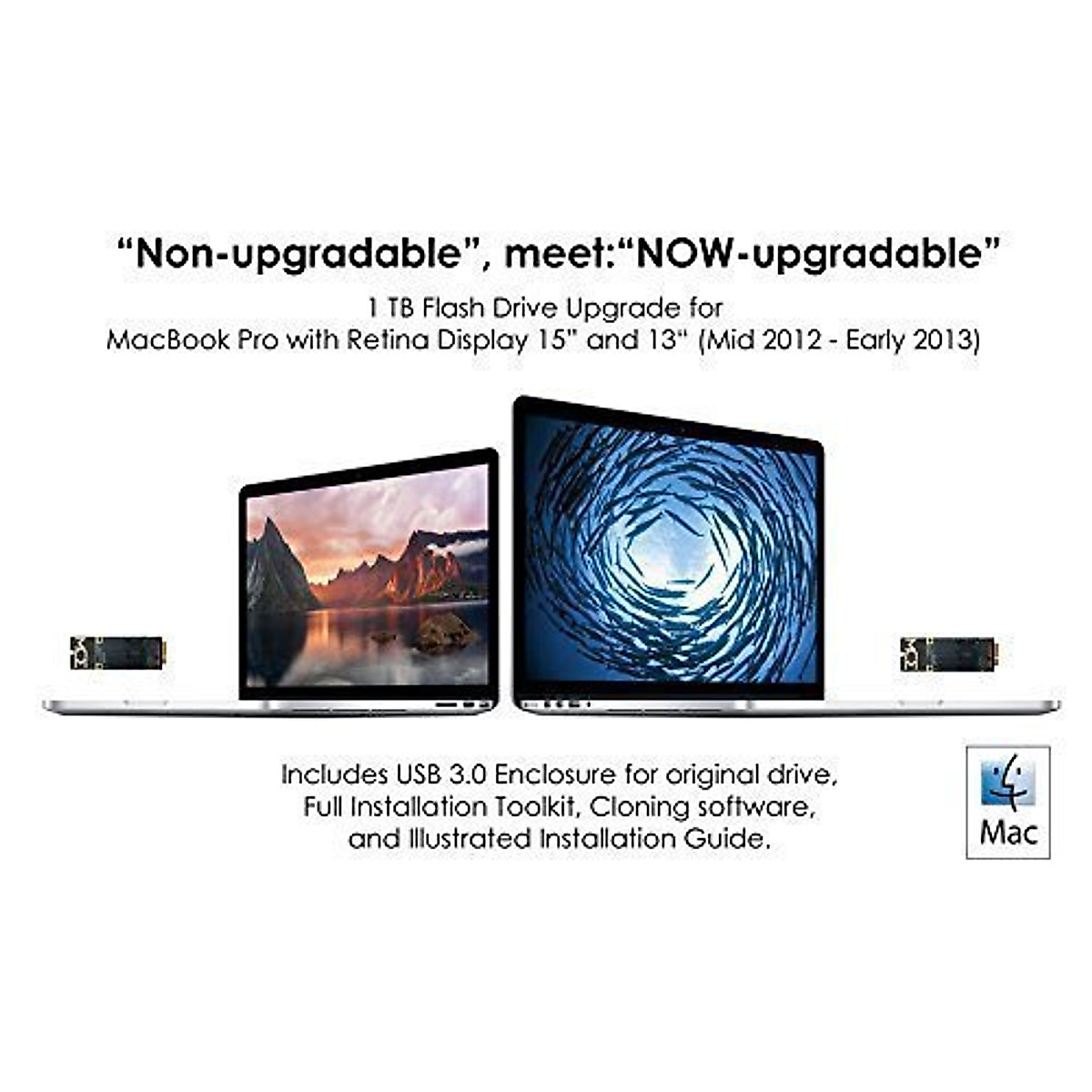 MCE Technologies 1TB Internal SSD Flash Upgrade for MacBook Pro Retina (Mid 2012 - Early 2013) - Includes USB 3.0 Enclosure for Original Drive & Install Kit!