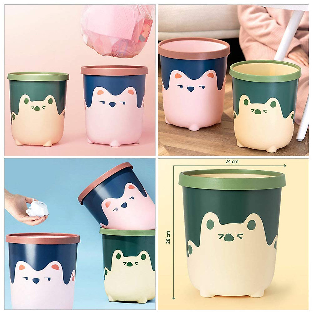 Hemoton 1pc Cartoon Trash Can Plastic Trash Can with Lid Plastic Garbage Bin Plastic Trash Container Kitchen Trash Bin Bathroom Plastic Garbage Can Plastic Pp Small Trash Can Office Mini
