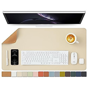 Cork Desk Mat - Dual-Sided Desk Pad for Office and Home - Desk Organization and Accessories - Ideal for Large Mouse Pad and Desk Mats on Top of Desks(Beige,31.5"x 15.7")