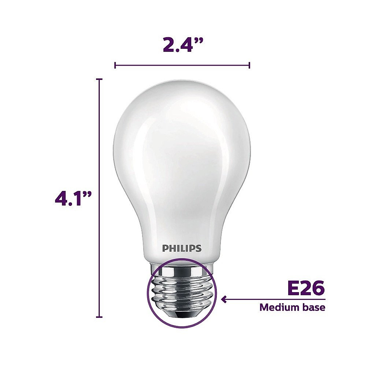Philips LED Flicker-Free Dimmable A19 Light Bulb, EyeComfort Technology, 800 Lumen, Daylight (5000K), 8.5W=60W, E26 Base, Title 20 Certified, 8-Pack
