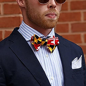 Route One Apparel | Maryland Flag Self-Tie Bowtie, Great for Formal and Business Events, Weddings, Promse