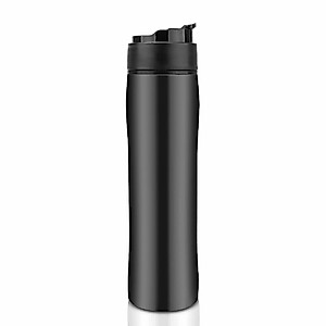 KATOHEKI Portable French Press Coffee Maker Stainless Steel Vacuum Insulated For Coffee/Tea Outdoor Car Travel Cup Coffee Mug, 350ML/12OZ, Black