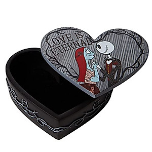 Enesco Disney Showcase Couture de Force The Nightmare Before Christmas Jack Skellington and Sally Jewerly Storage Trinket Box with Lid, 1.26 Inch, Multicolor