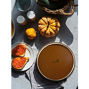 DOWAN 8.5" Moon-White Sesame Glaze Dinner, Dessert & Salad Plates Set of 6, Porcelain Ceramic, Microwave, Oven & Dishwasher Safe, Perfect for Daily Dining, Family Gatherings, Parties & Gifts