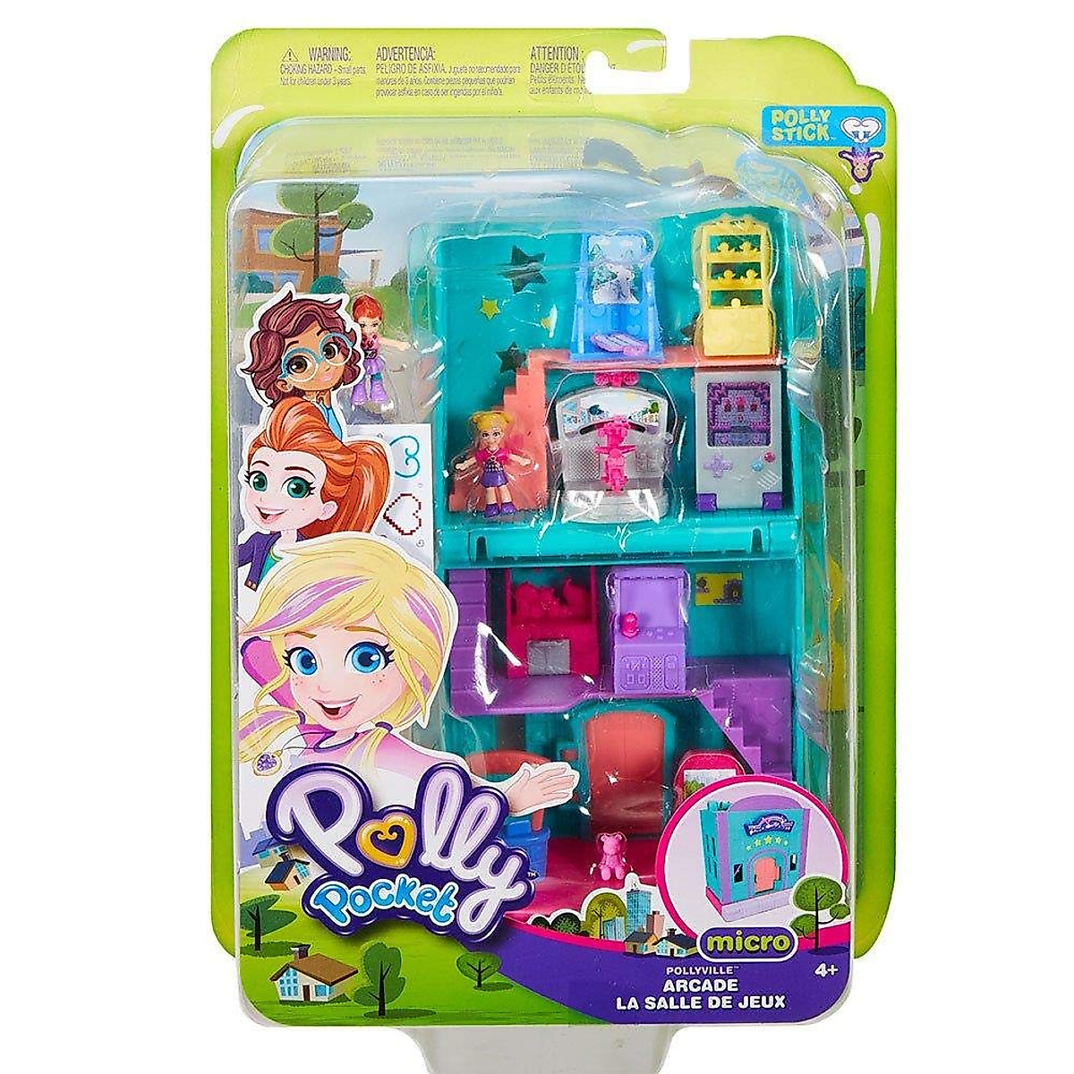 Polly Pocket Pollyville Diner with 4 Floors of Fun, Micro Polly & Shani Dolls, 1 Sticker Sheet and 5 Micro Accessories
