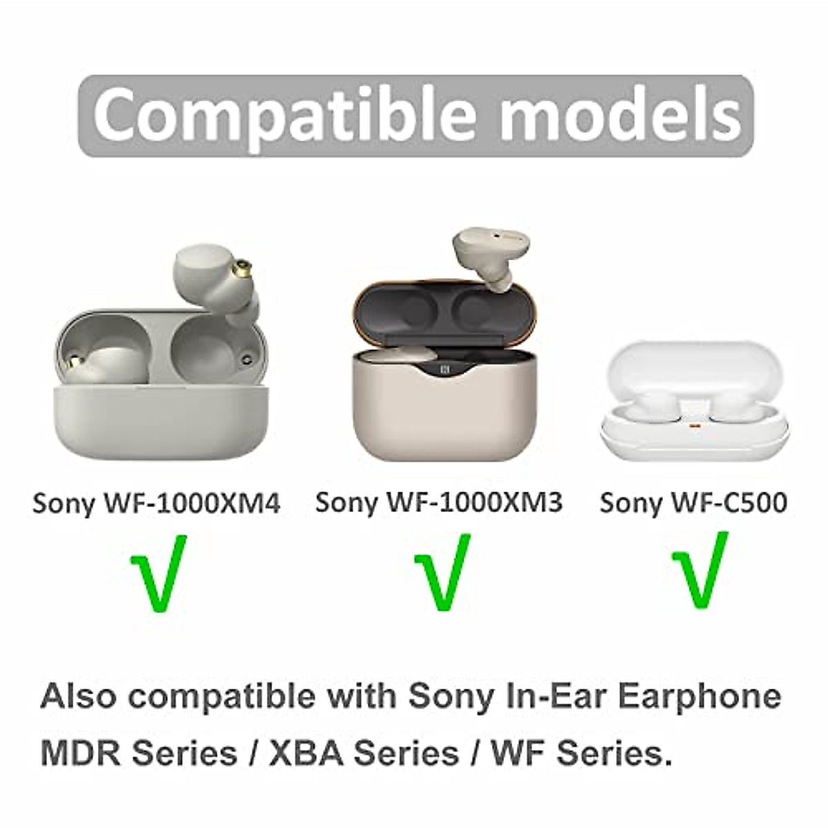 6 Pairs Replacement Ear Tips Buds for WF-1000XM5 / WF-1000XM3 / WF-C700N / WF-C500, Eartips Earbuds Flexible Soft Silicone Rubber Skin Accessories Compatible with Sony WF-1000XM4 - S/M/L Black