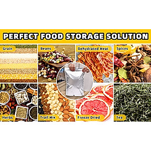 NewCrew 100pcs Mylar Bags for Food Storage with 300cc Oxygen Absorbers, Labels and Pens,10 Mil Extra Thick 1 Gallon,1 Quarter,½ Quarter 10”x 14”/6x9”/5x7” Stand-up Zipper Resealable Mylar Bags