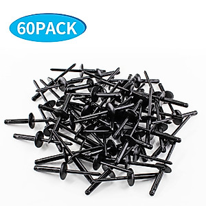 Jiozermi 60 Pcs Aluminum Blind Rivets, 3/16” x 1” Pop Rivets Assortment, Black