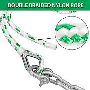 MARINE SYSTEM Anchor Kit Fluke Anchor with Anchor Chain and Boat Anchor Rope Set for Boats Pontoon, Deck, Fishing, and Sail (10 lb)