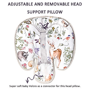 CARUILI 2-in-1 Infant Car Seat Insert for Newborn, Car Seat Head Support Baby Girls Boys, Extra Soft Preemie Carseat Head Support Cushion Pillow for Baby Car Seats, Strollers, Bouncers