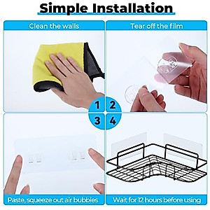 Qianyu 20Pcs Shower Caddy Adhesive Replacement No Drilling Shower Shelves Hooks Waterproof Shower Organizer Strip Transparent Strong Hanging Wall Pad for Bathroom Storage Soap Holder Kitchen Rack