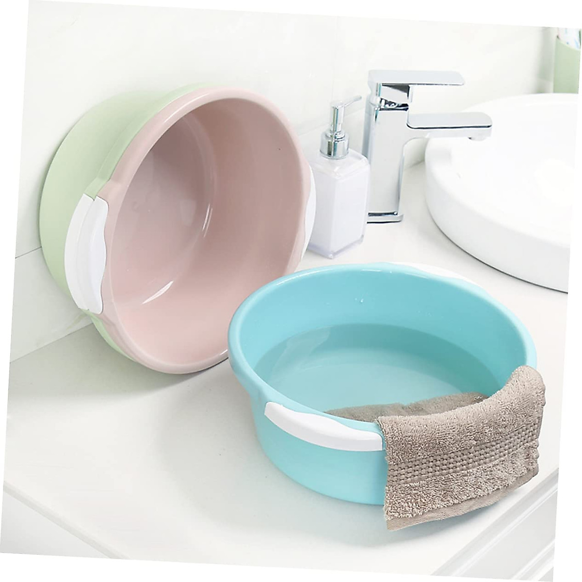 Healeved Washing Basin in 2pcs Home Foot Basin Household Simple Basin Classical Wash Basin Multifunctional for Kitchen Bathroom