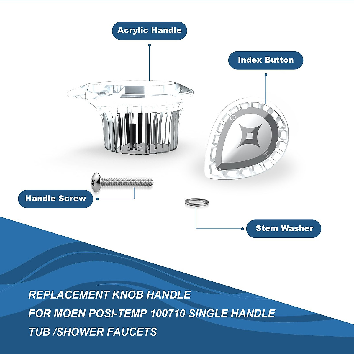 Grandiance 2 PCS Replacement Faucet Handle Compatible with Moen 100710 Posi Temp One Handle Tub and Shower Knob Handle Kit, Replacement Knob Handle for Moen Bathroom Faucet