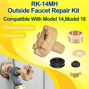 Datrenm RK-14MH Outside Faucet Repair Kit Metal Handle Compatible with Woodford Model 14,Model 18