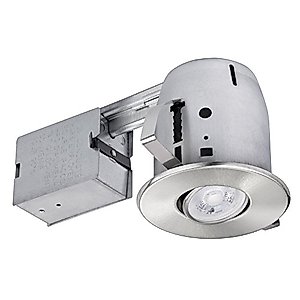 4" LED IC Rated Swivel Round Trim Recessed Lighting Kit, Brushed Nickel, Easy Install Push-N-Click Clips, LED Bulb Included, 3.88" Hole Size,90734