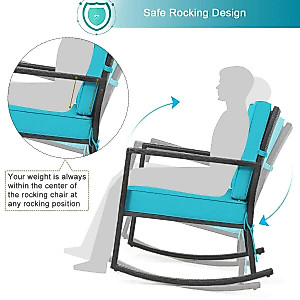 UYSB 2PCS Patio Rattan Rocker Chair Outdoor Rocking Chair Cushion Chair Rocking Chair Rocker Chair Rocker Camp Chair Rocker Recliner Rocking Camp Chair Rocking Chairs Outdoor Rocking cha