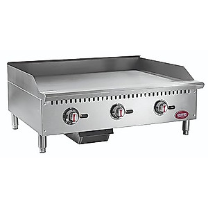 Kratos 29Y-008 36" Commercial Restaurant Gas Countertop Griddle, Thermostatic Controls, 3 Burners, 90,000 BTU Output