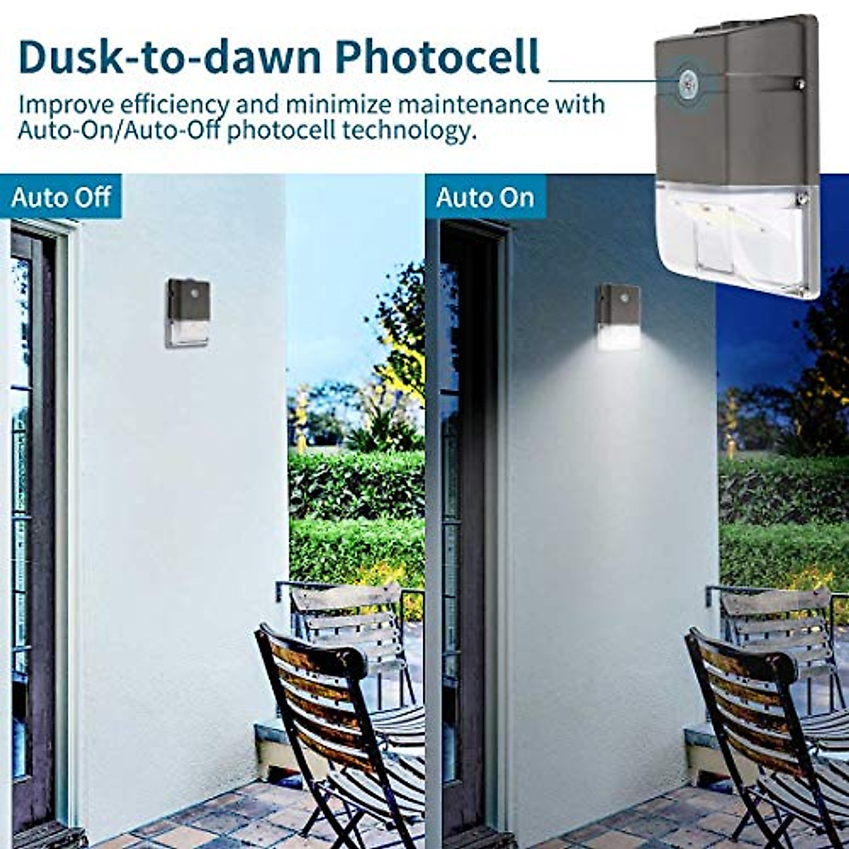 Xbuyee 2-Pack LED Wall Pack Light with Photocell, 35W 3850 Lumens Replaces 150W HPS/HID LED Porch Light, Dusk to Dawn Outdoor Lighting 5000K 100-277V IP65 Waterproof ETL Listed