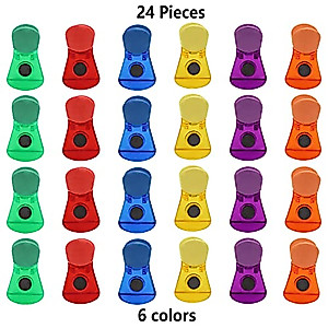 24 Pack Magnetic Chip Clips, Clips for Food Packages with Magnet, Sealing Food Clips, Multipurpose Snack Bag Clips for Food Storage (Multicolored)