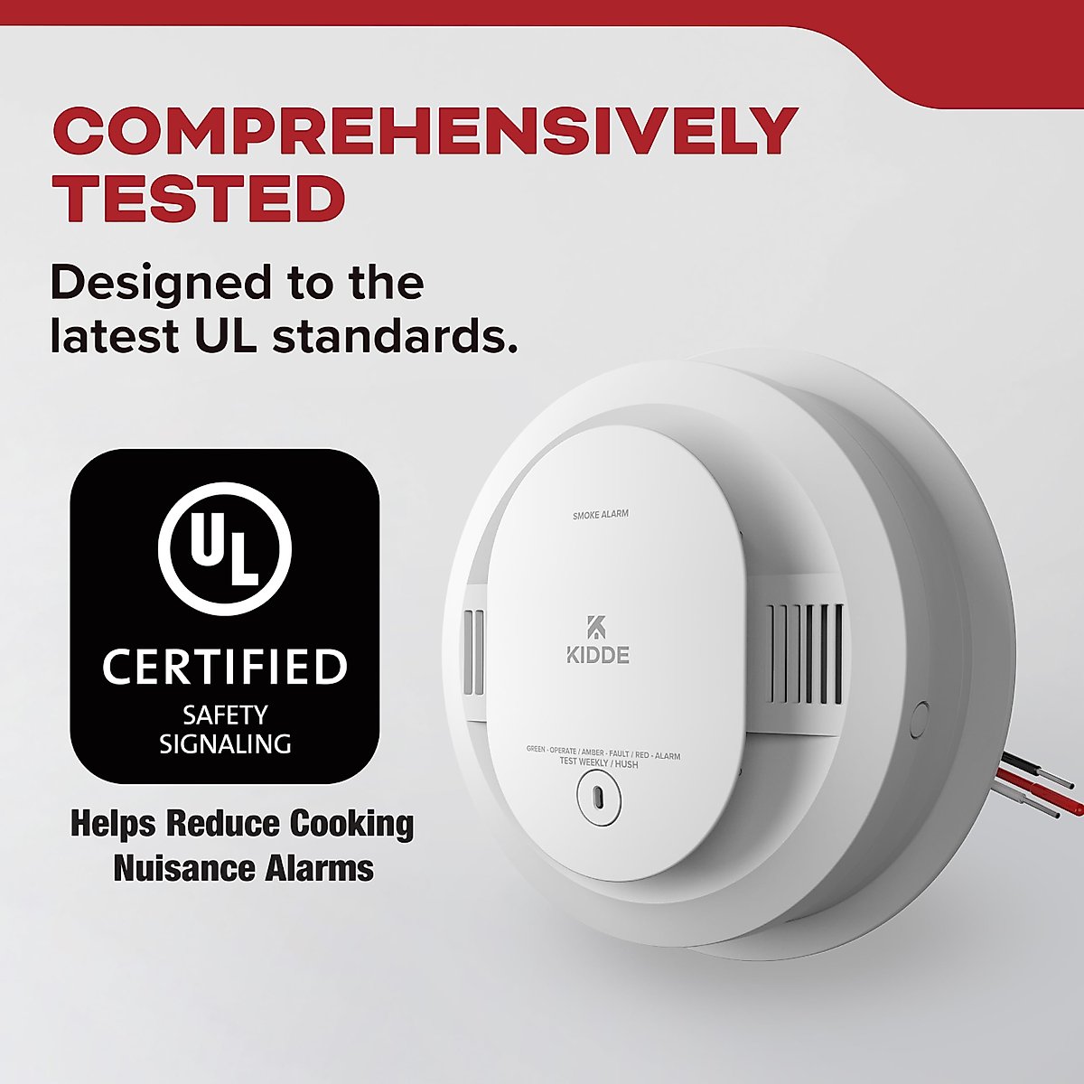 Kidde Hardwired Smoke Detector, AA Battery Backup, Interconnectable, LED Warning Light Indicators, 4 Pack