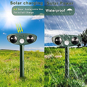 2023 Solar Ultrasonic in Repellent Defender Rat, Squirrel, Deer, Raccoon, Skunk, Rabbit, Mole, Dog, Cat, Waterproof with Motion Detector Green1