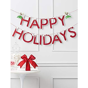 Martha Stewart Chipboard Happy Holidays Bunting Garland, Red, Green