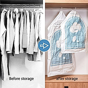 COKUERA Space Saver Bags for Clothes Hanging Vacuum Storage Bags with Electric Pump Good Protection for Suit,Dress,Jacket and Coats Hanging Space Saver Vacuum Bags for Travel
