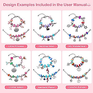 BOYIYUEQI Charm Bracelet Making Kit for Girls, DIY Beaded Jewelery Making, Unicorn/Mermaid/Swan/Dreamy/European Craft Gifts for Teen Girls Age 8-12