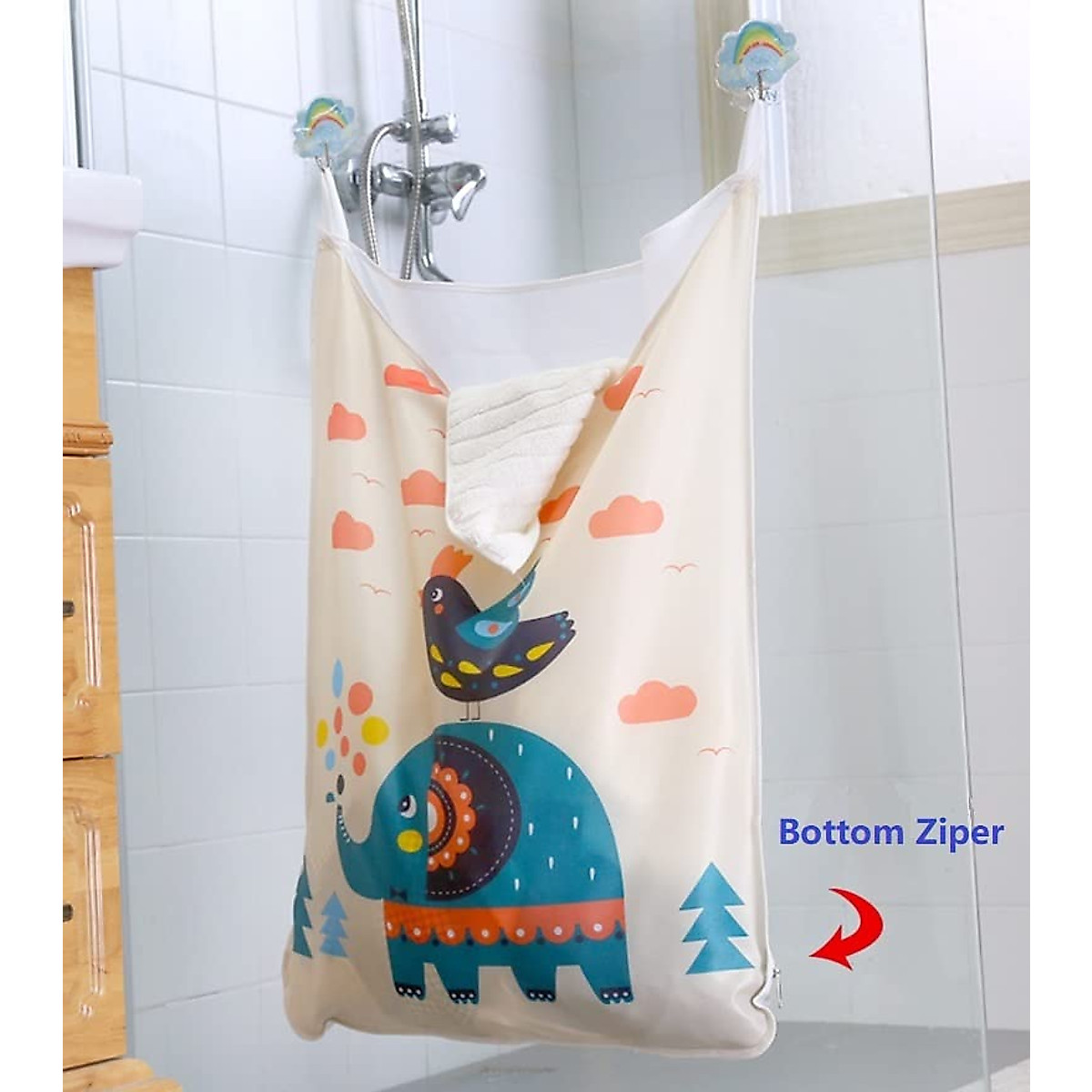 2 Pack Hanging Laundry Hamper - Durable Space Saving Kids Travel Laundry Bag with 2 Hook Types with Zipper and Wide Open Top Machine Washable
