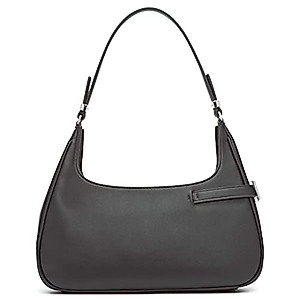 Calvin Klein Jade Top Zip Shoulder Bag, Black/Silver,One Size