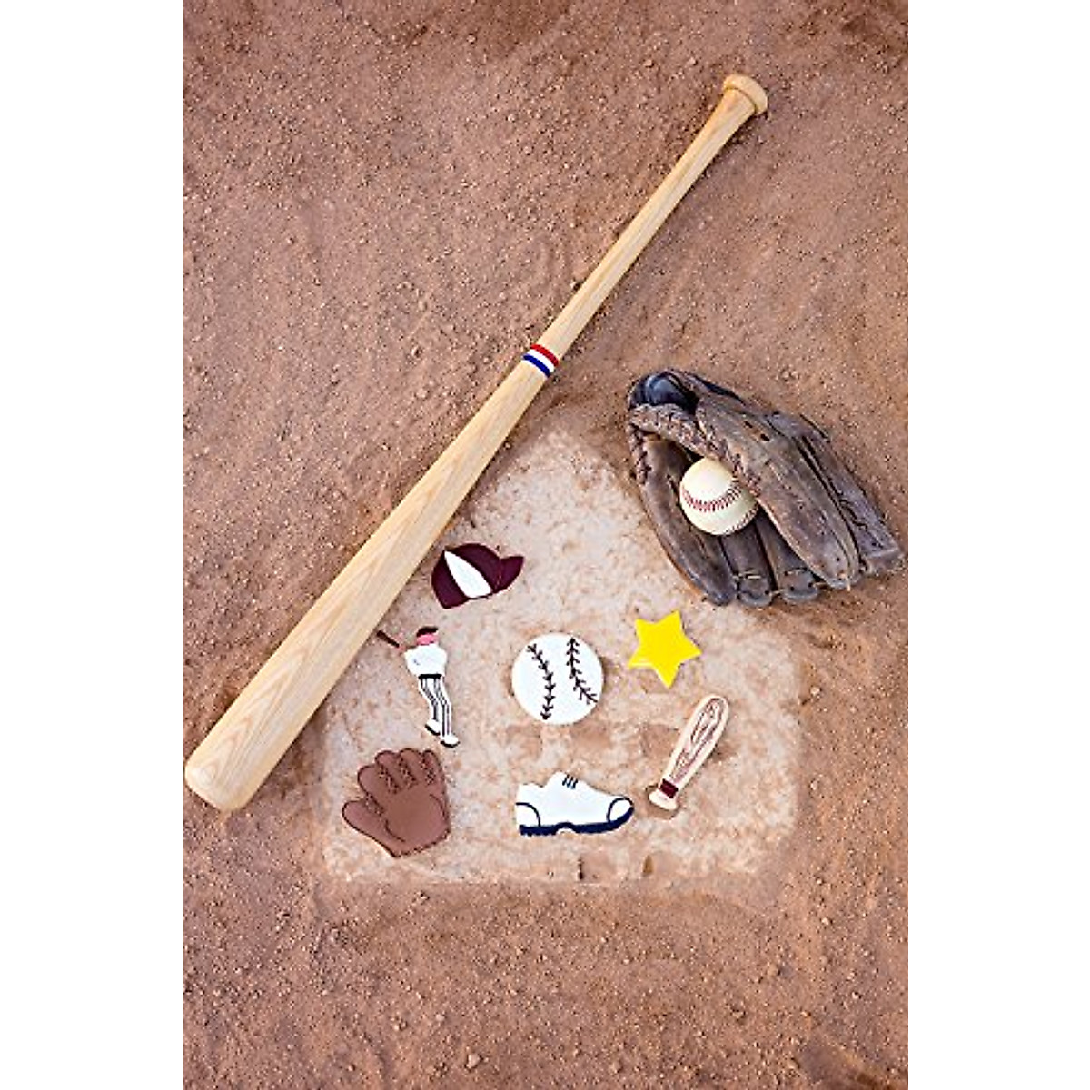 R&M International Baseball Cookie Cutters, Bat, Hat, Ball, Player, Glove, Star, Sneaker, 7-Piece Set,Silver