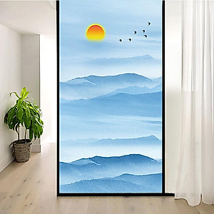 Glue Free Privacy Window Film Scenery Decorative Glass Film Frosted Static Cling Glass Window Sticker for Home Office W16.5 x H24.4(42x62cm)