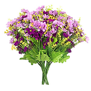STYLIFING Fake Flowers for Vase, 8 PCS Artificial Flowers Faux Daisy Silk Flowers for Home Decor Indoor No Fade Artificial Plants Home Garden Porch D¨¦cor (Light Purple)