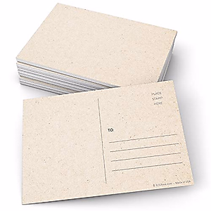 321Done Blank Kraft-Colored Postcards (Set of 50) 4" x 6" with Mailing Side, Plain Tan Card Stock, Create Your Own for Kids - Made in USA, Large