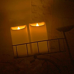 3"x5" Waterproof Battery Operated LED Pillar Candle Outdoor Flameless Flickering Fake Plastic Resin Electric Light with Timer for Birthday Baby Party Wedding Decoration Patio Garden Home Decor