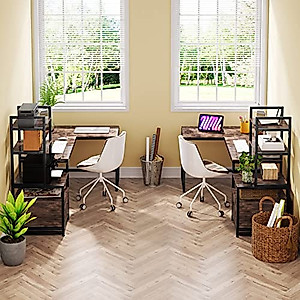 Tribesigns L-Shaped Desk with File Drawer, Reversible Corner Computer Desk with 3-Tier Storage Shelves, 85.4 inches Office Desk Computer Table Workstation for Home Office
