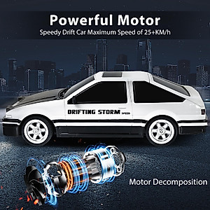 YUAN PLAN RC Drift Cars for Adults, 1/16 2.4GHz 4WD RC Cars RTR Drift Car High Speed Remote Control Cars Vehicle with LED Lights Two Batteries and Drift Tires Racing Sport Toy Cars for Boys Kids